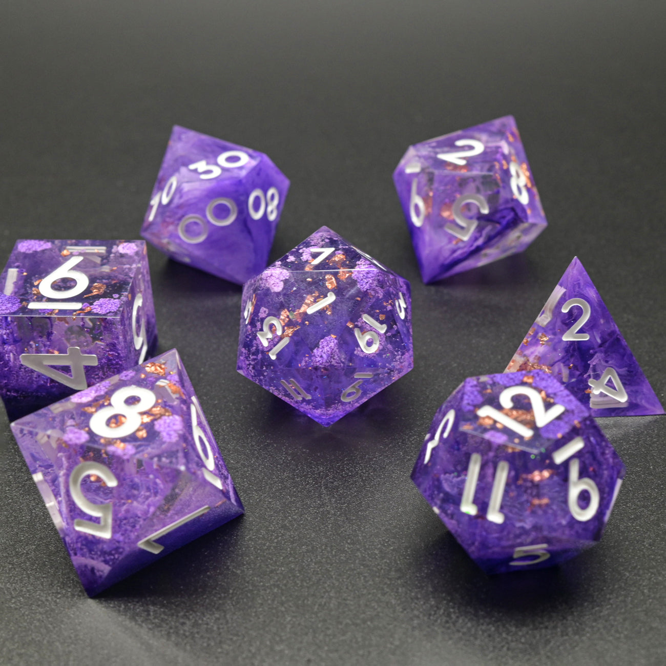 D&D Dice Set Sharp Edge - Sythetic Amethyst (White) – The Combat Company